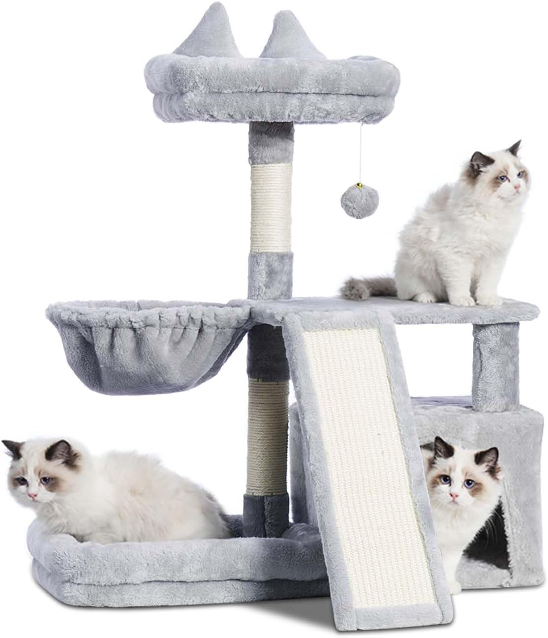 Gitelsnour Cat Tree, Cat Tower with condo, Basket, Large Bed, Platform ...