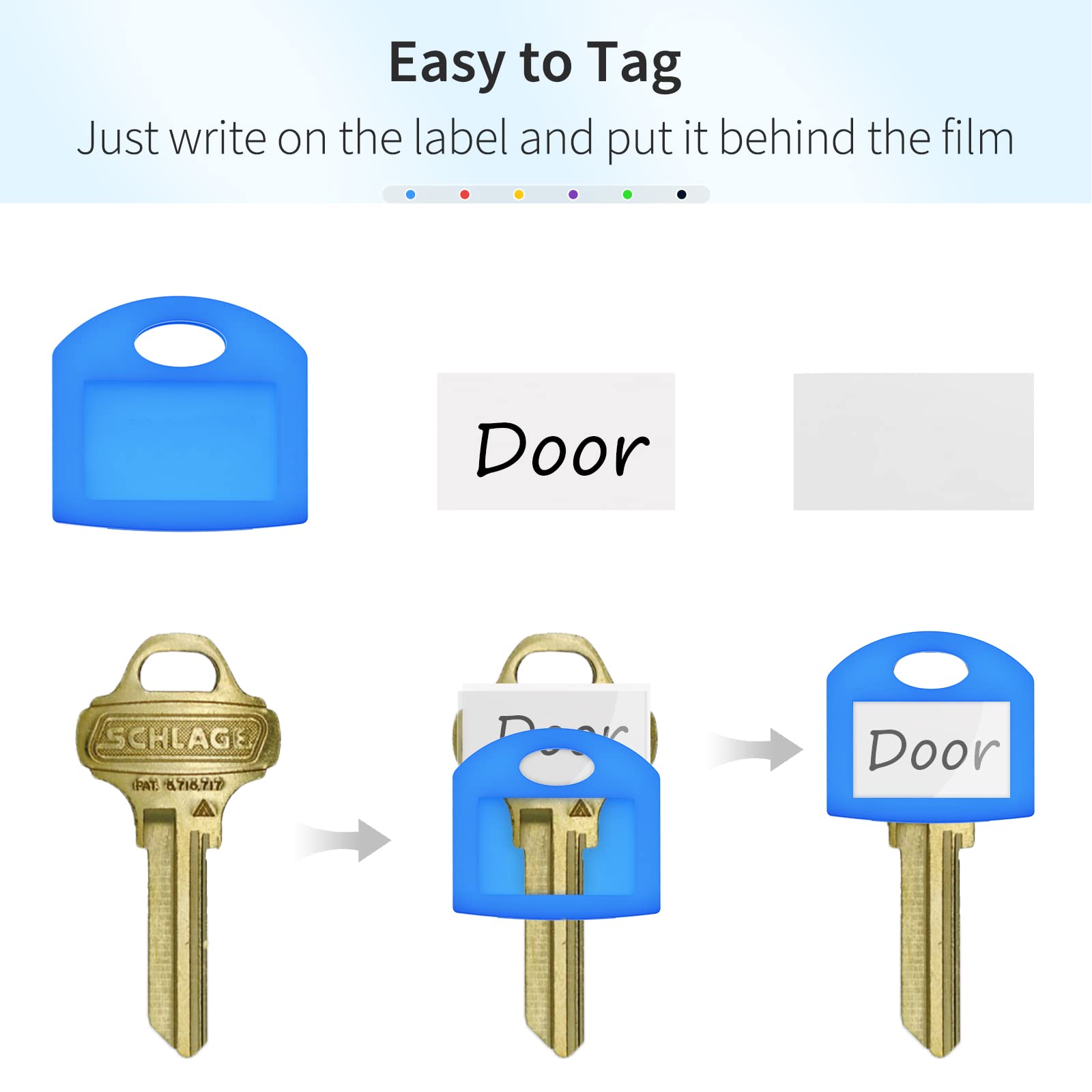 Uniclife 1 Inch Key Cap Tags In 6 Assorted Colors Key Identifier Covers uniclife-1-inch-key-cap-tags-in-6-assorted-colors-key-identifier-covers