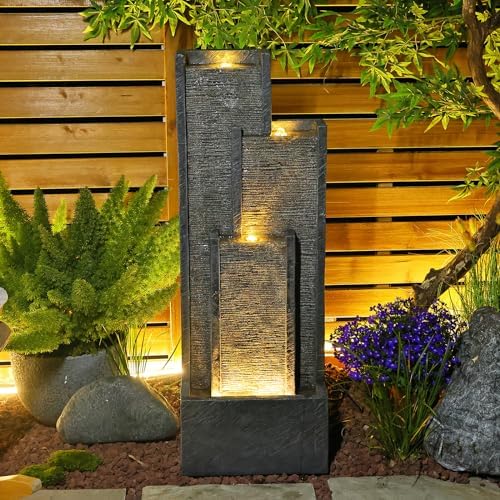 Amazon.com: YZM Modern Outdoor Water Fountain Indoor Cascading Floor ...