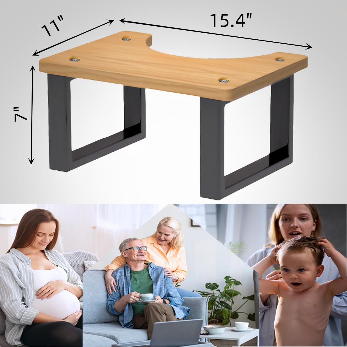 Snapklik.com : REGIS Bamboo Toilet Stool For Adults