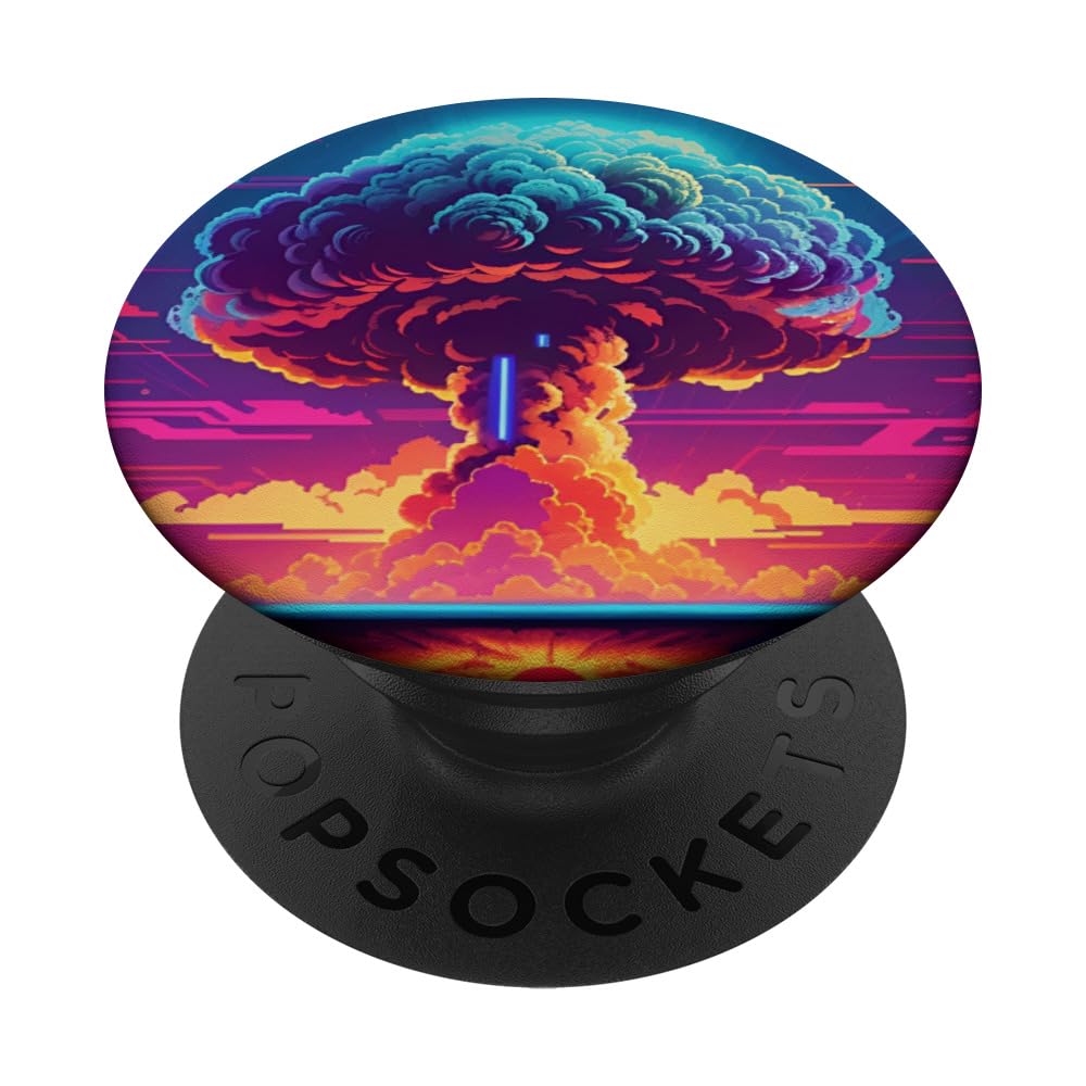 Amazon.com: Vaporwave Atomic Bomb Fallout Nuclear Fission Mushroom Cloud PopSockets Standard ...