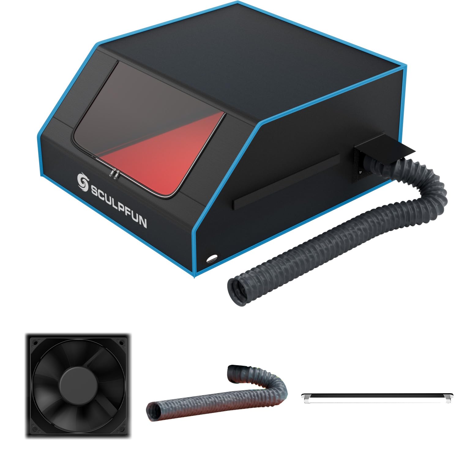 SCULPFUN B1 Laser Engraver Enclosure with Ventilation Kit and LED Light ...
