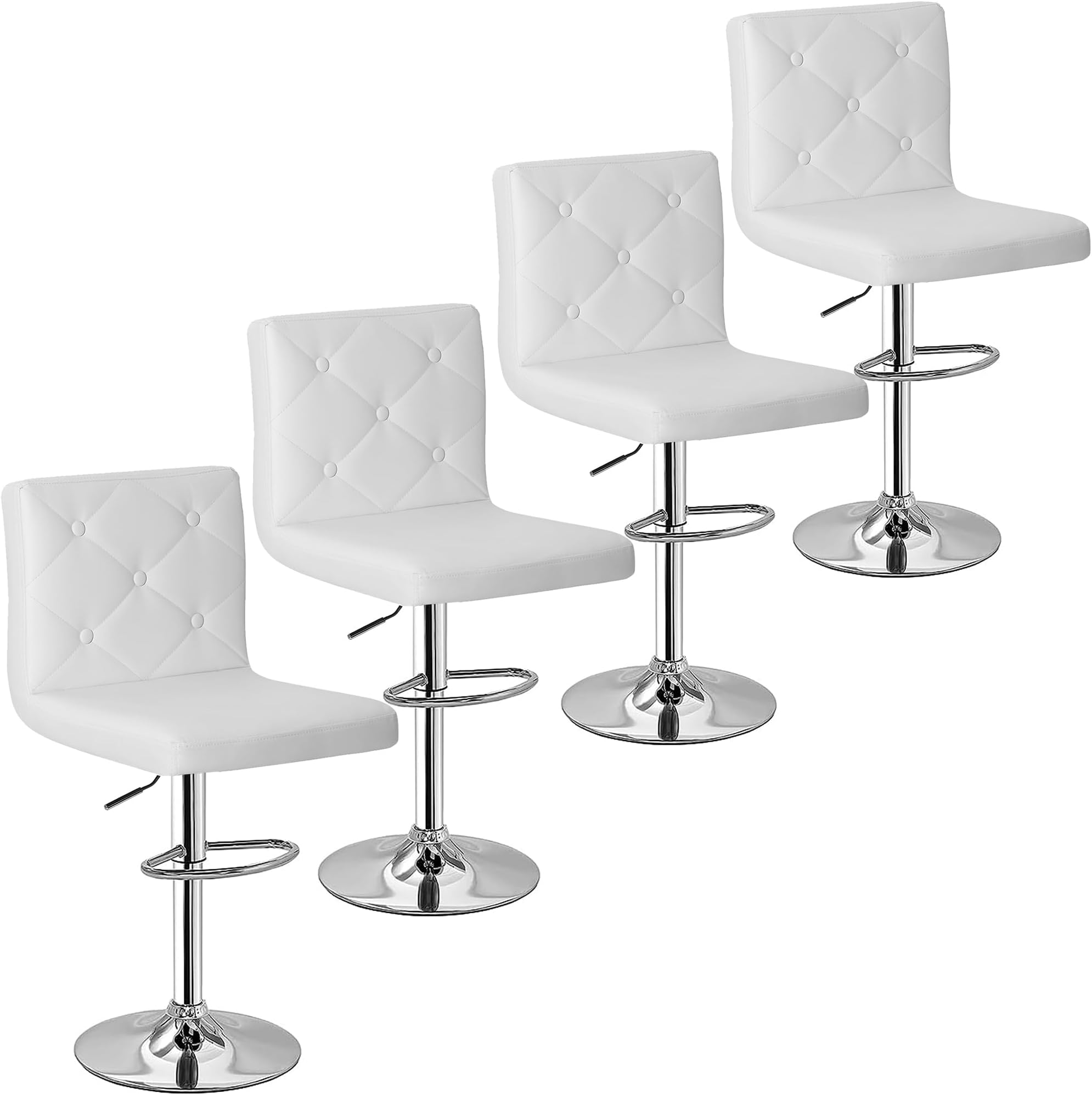 Amazon.com: VECELO Bar Stools Set of 4, Modern PU Leather Adjustable ...