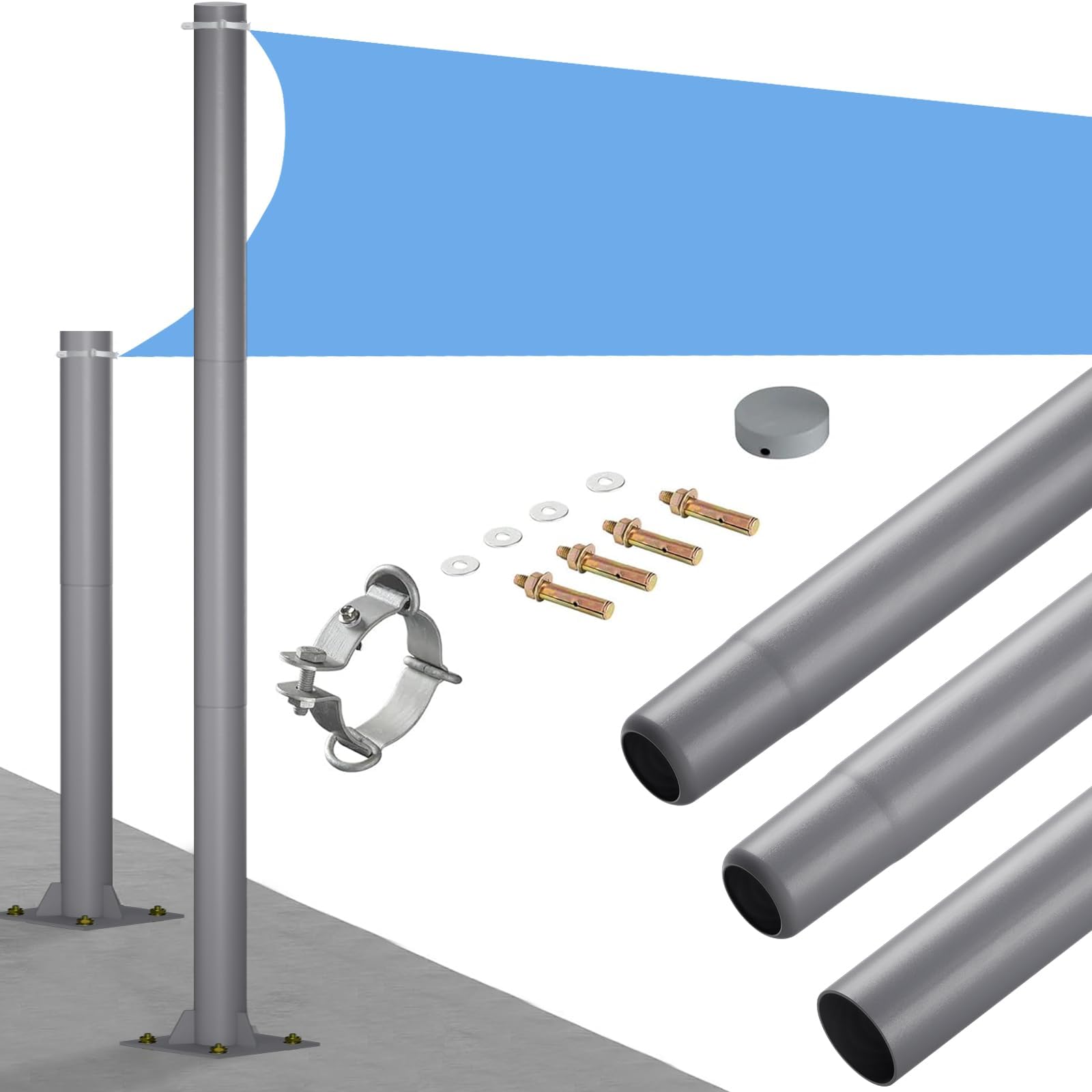 Amazon.com : Shade Sail Poles, Outdoor Sun Shade Sail Pole Kit Support ...