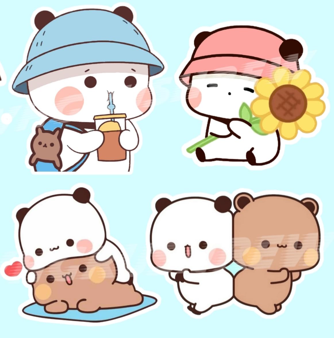 Cute Bubu Dudu Stickers Pack of 4 (8 & 5 inch) | Peach Goma or Cute ...