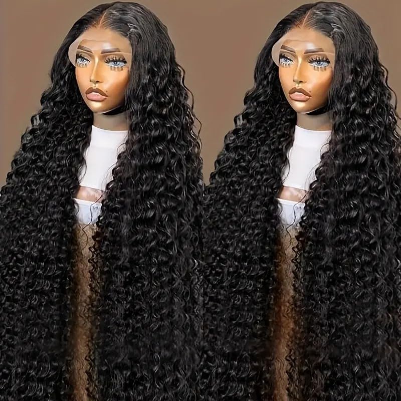 Amazon.com : 24 inch Deep wave Lace Front Wigs Human Hair 250% Density ...