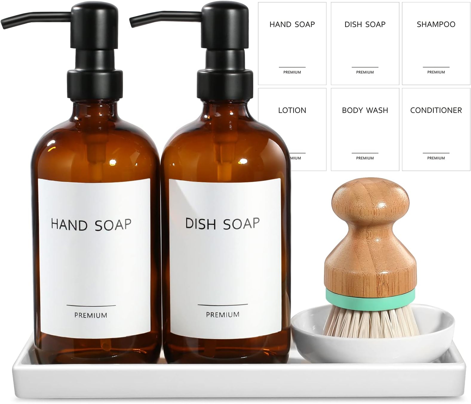 Amazon.com: Amber Glass Soap Dispenser - Dish Soap Dispenser for ...