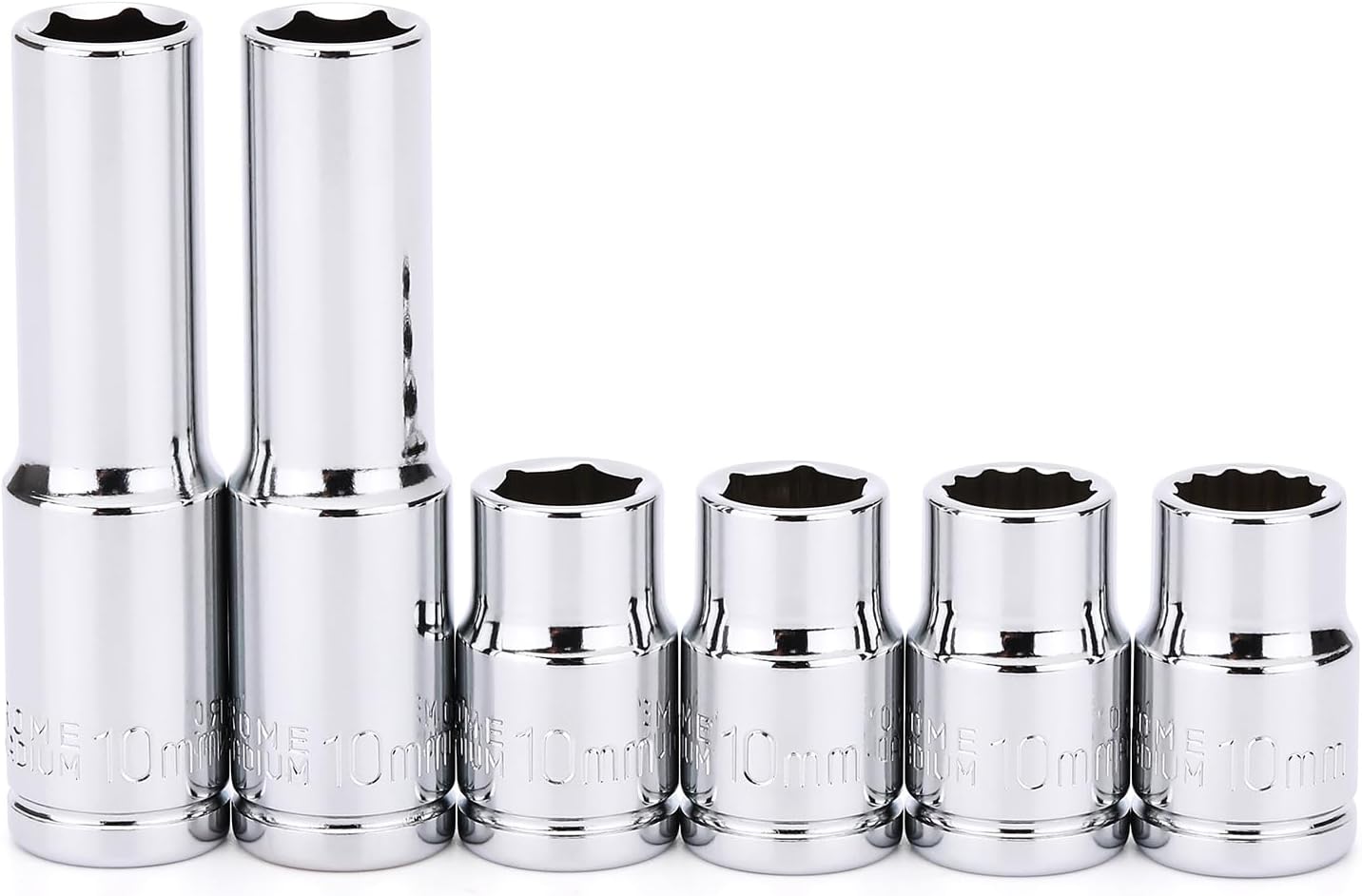 MIXPOWER 6PCS 3/8"Drive 10mm Deep&Shallow Socket, CR-V, Metric, Mirror ...