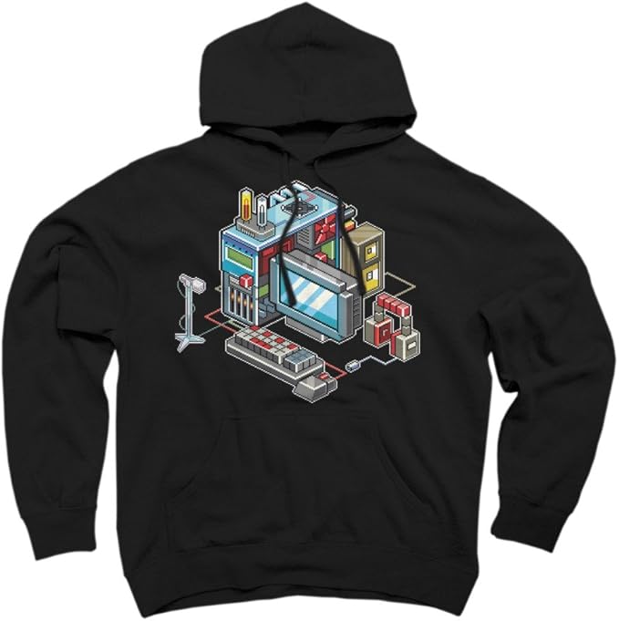 Amazon.com: Design By Humans 8bit Computer Graphic Pullover Hoodie ...
