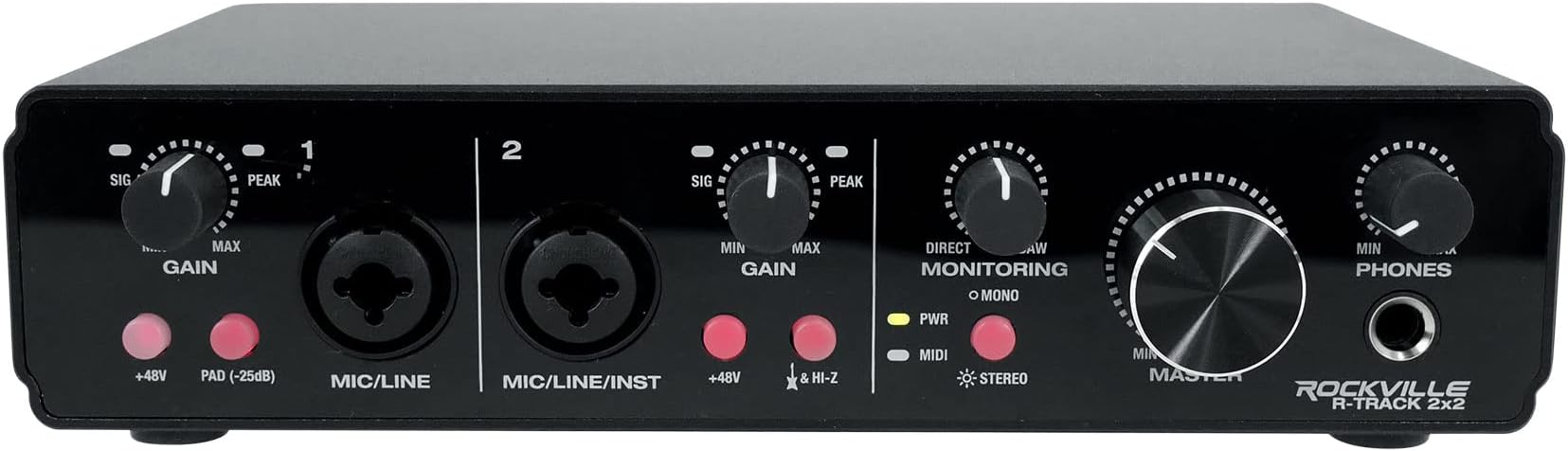 Amazon.com: Rockville R-TRACK 2x2 USB Audio Interface 24-Bit 192kHz 2 ...