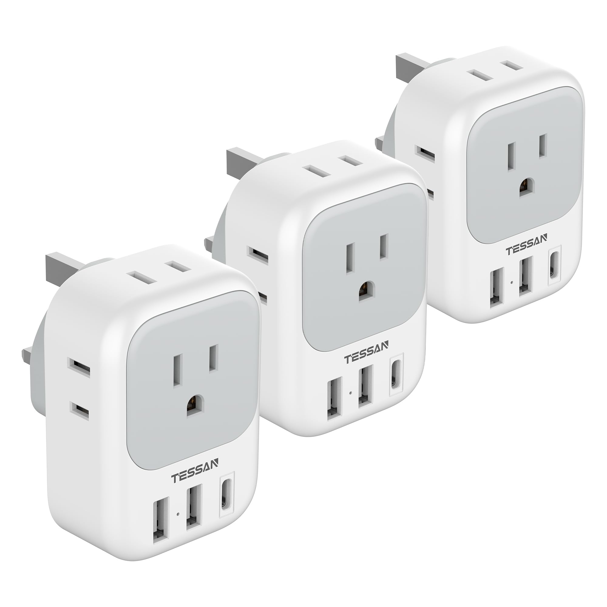 Amazon.com: US to UK Plug Adapter 3 Pack, TESSAN Type G Adapter for ...