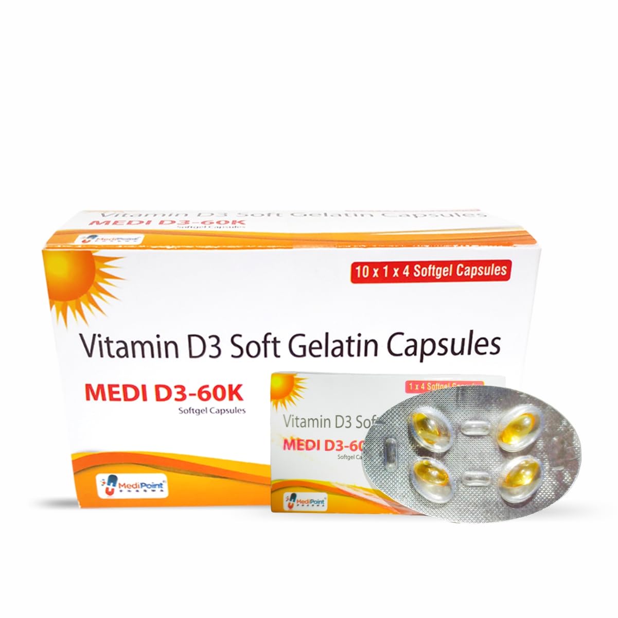 Medi Point Pharma Medi D3-60 Vitamin D3 Soft Gelatin Capsules for ...