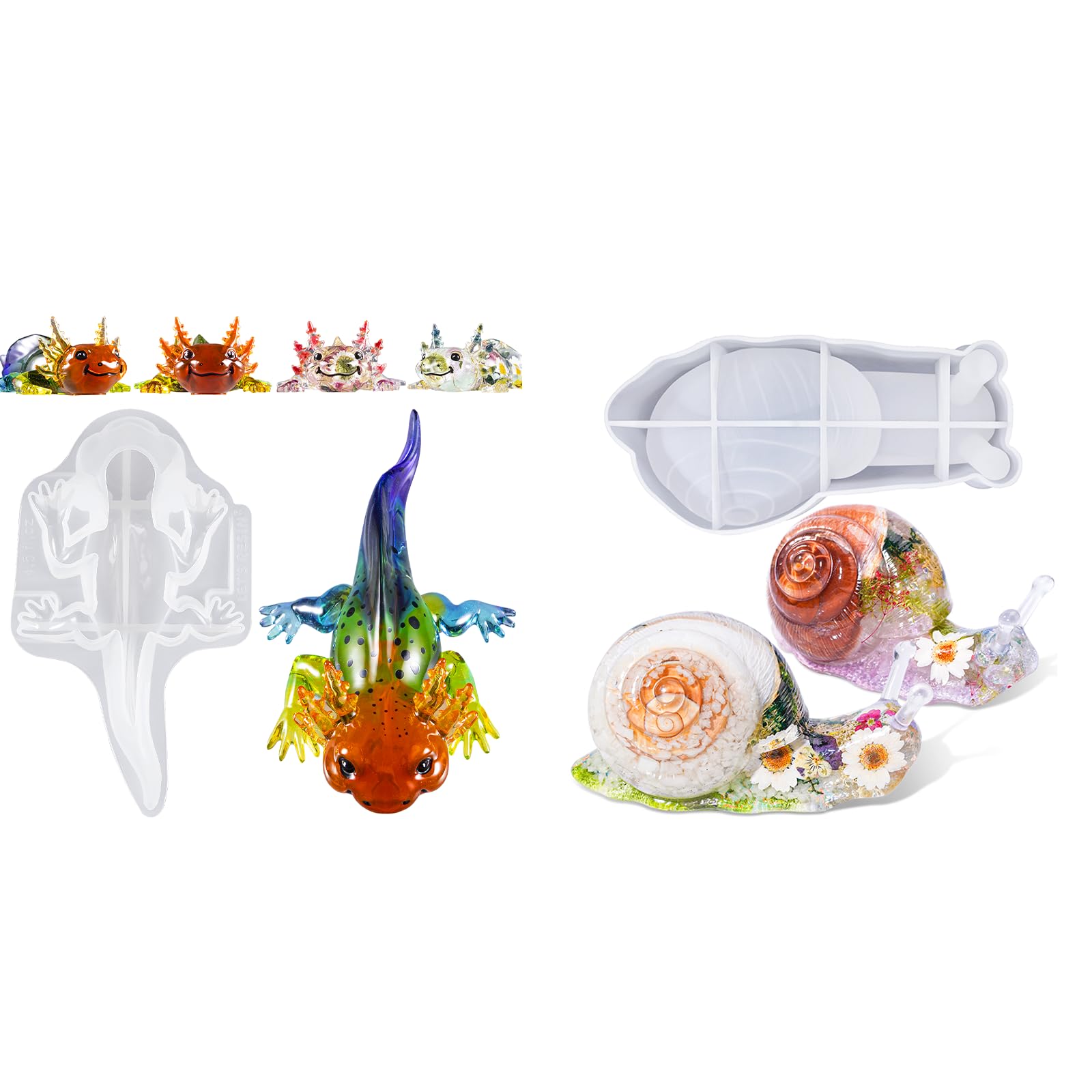Amazon.com: Bundle Axolotl Resin Mold and Snail Resin Molds : Arts ...