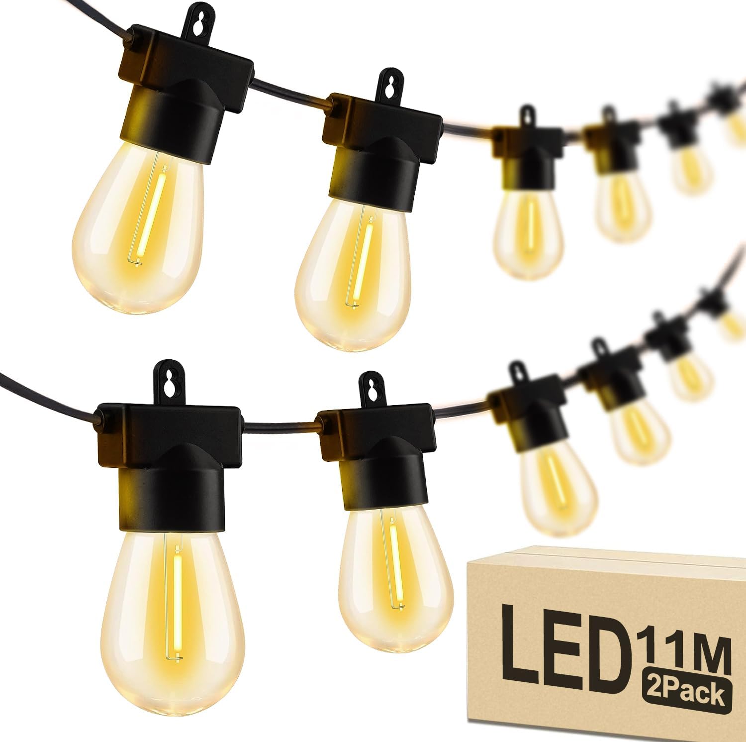 LED Outdoor String Lights- Geecol 49Ft Waterproof IP65 Commercial Grade ...