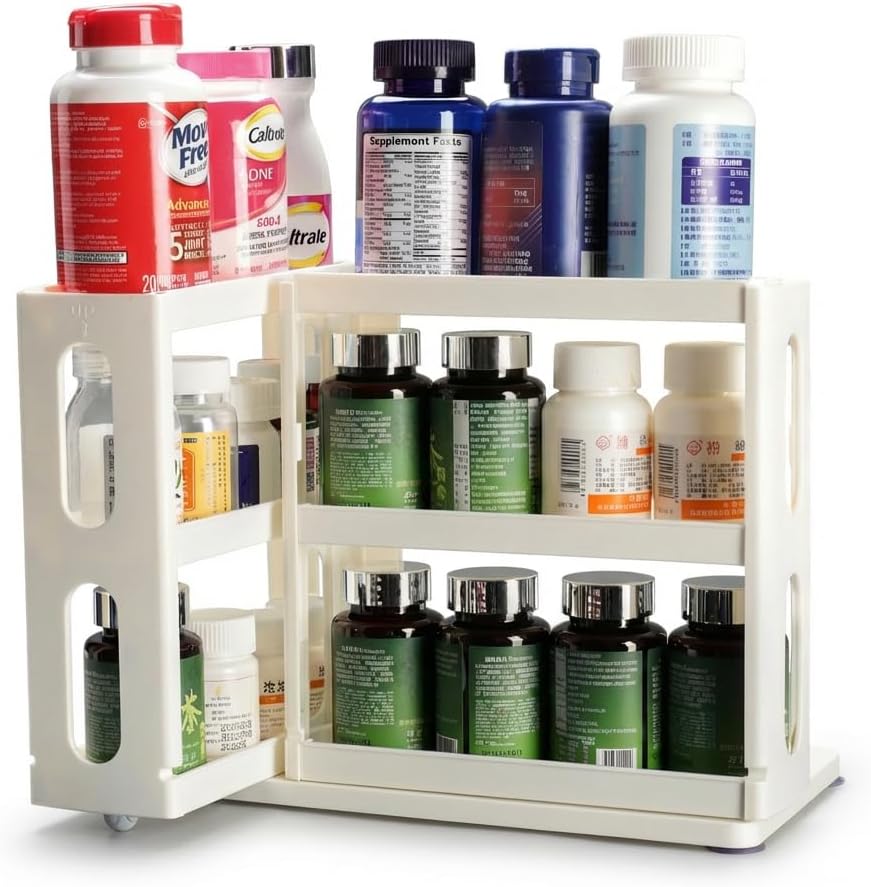 Amazon.com: Dutiplus Medicine Organizer 2 Three-Decker Shelves Cabinet ...