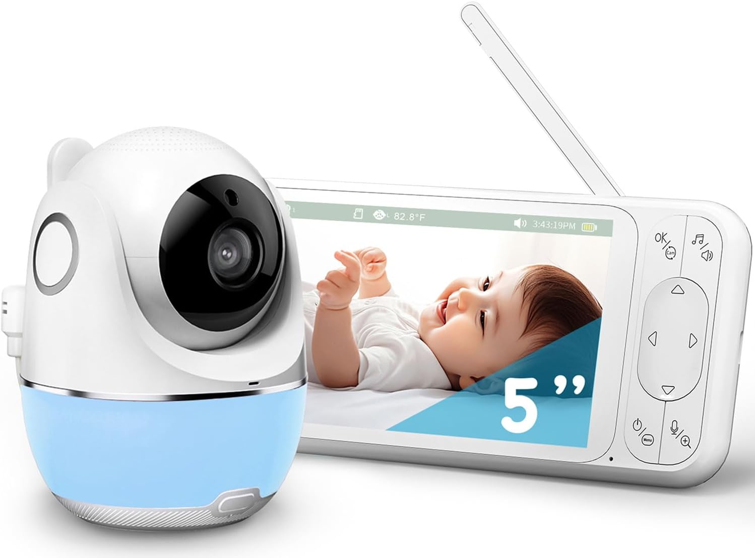 Amazon.com: HUBOOK Baby Monitor, 5 Inch Display Fully Remote Pan/Tilt ...