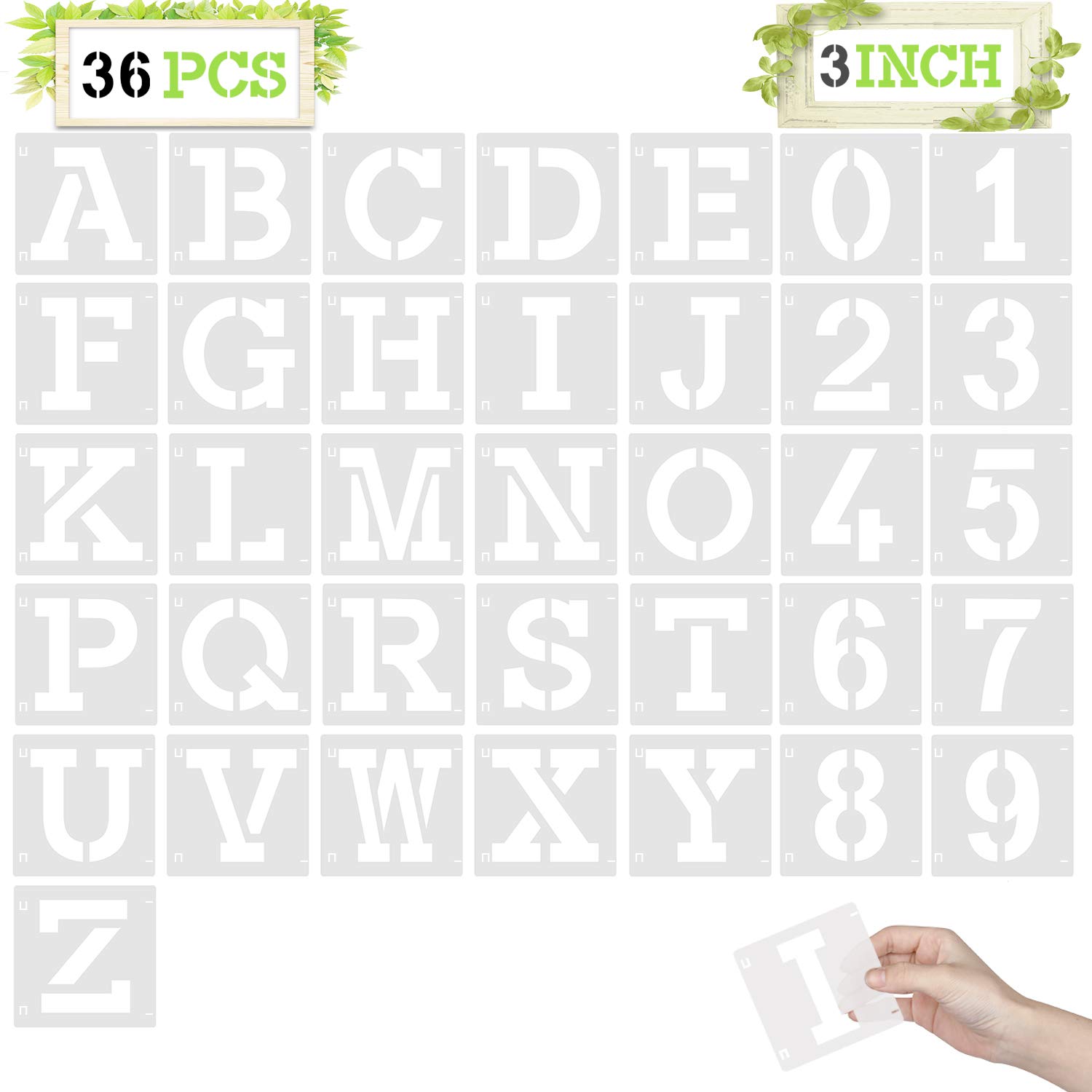 Buy Letter Alphabet Stencils 3 inch, 36 Pcs Reusable Letter and Number ...