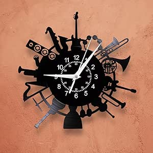 Amazon.com: TIMEGLOW 12'' Musical Instrument Wall Clock, Jazz Band ...