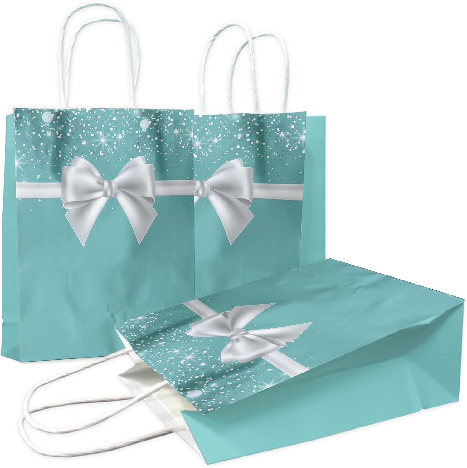 Amazon.com: Teal and Sliver Gift Bags,Teal Blue Party Supplies 12PCS ...