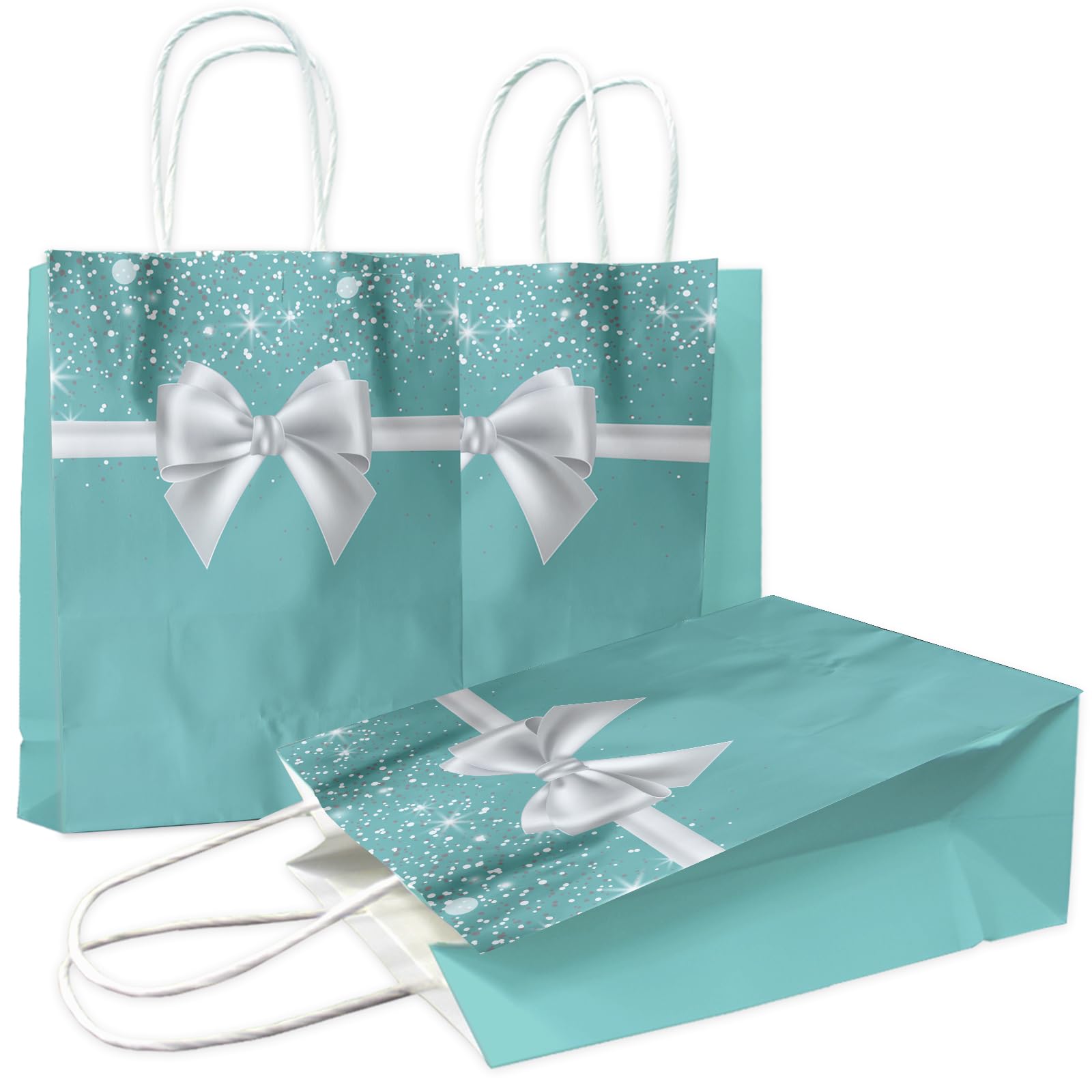 Teal and Sliver Gift Bags,Teal Blue Party Supplies 12PCS Teal Blue and ...