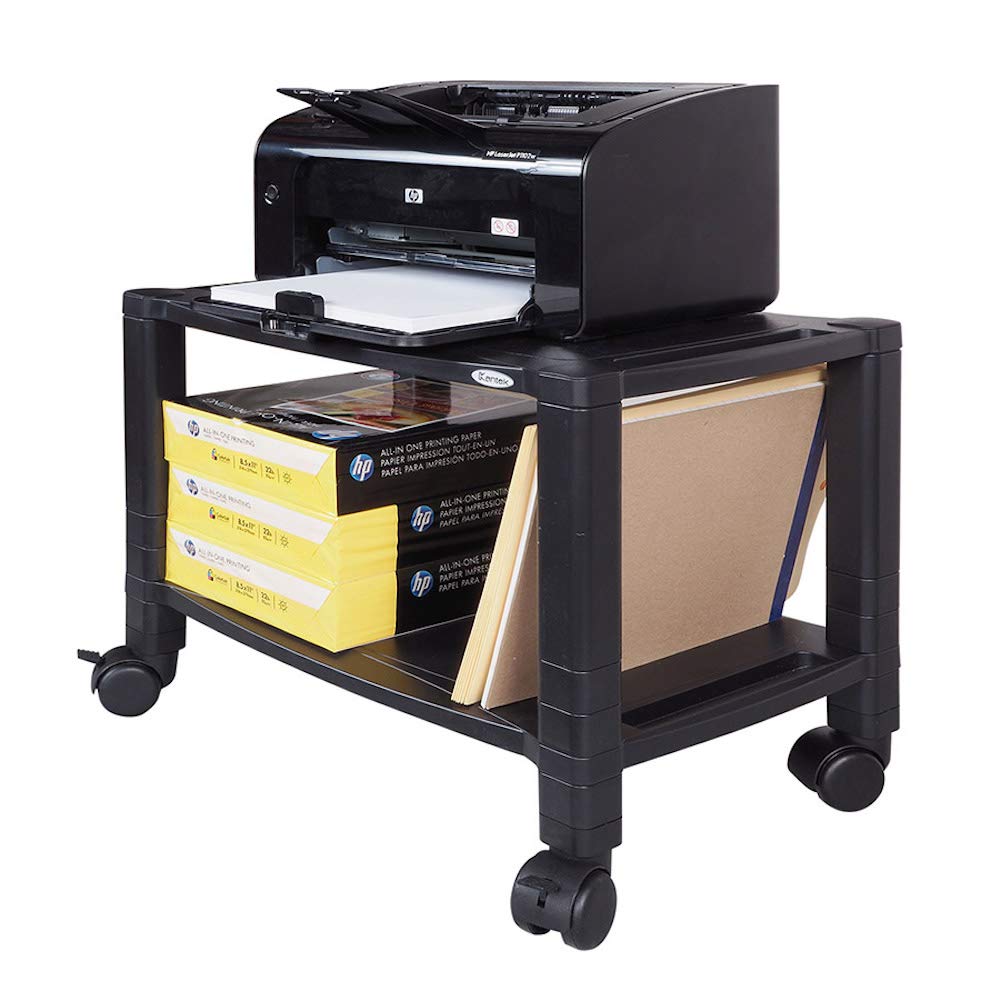 Snapklik.com : Mobile Printer Stand, Extra Wide, 2 Shelf, Under Desk ...