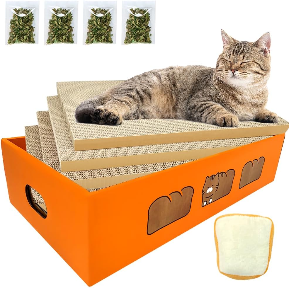 Amazon.com : Bread Cat Scratcher Cardboard, Scratch Pad with Cat ...