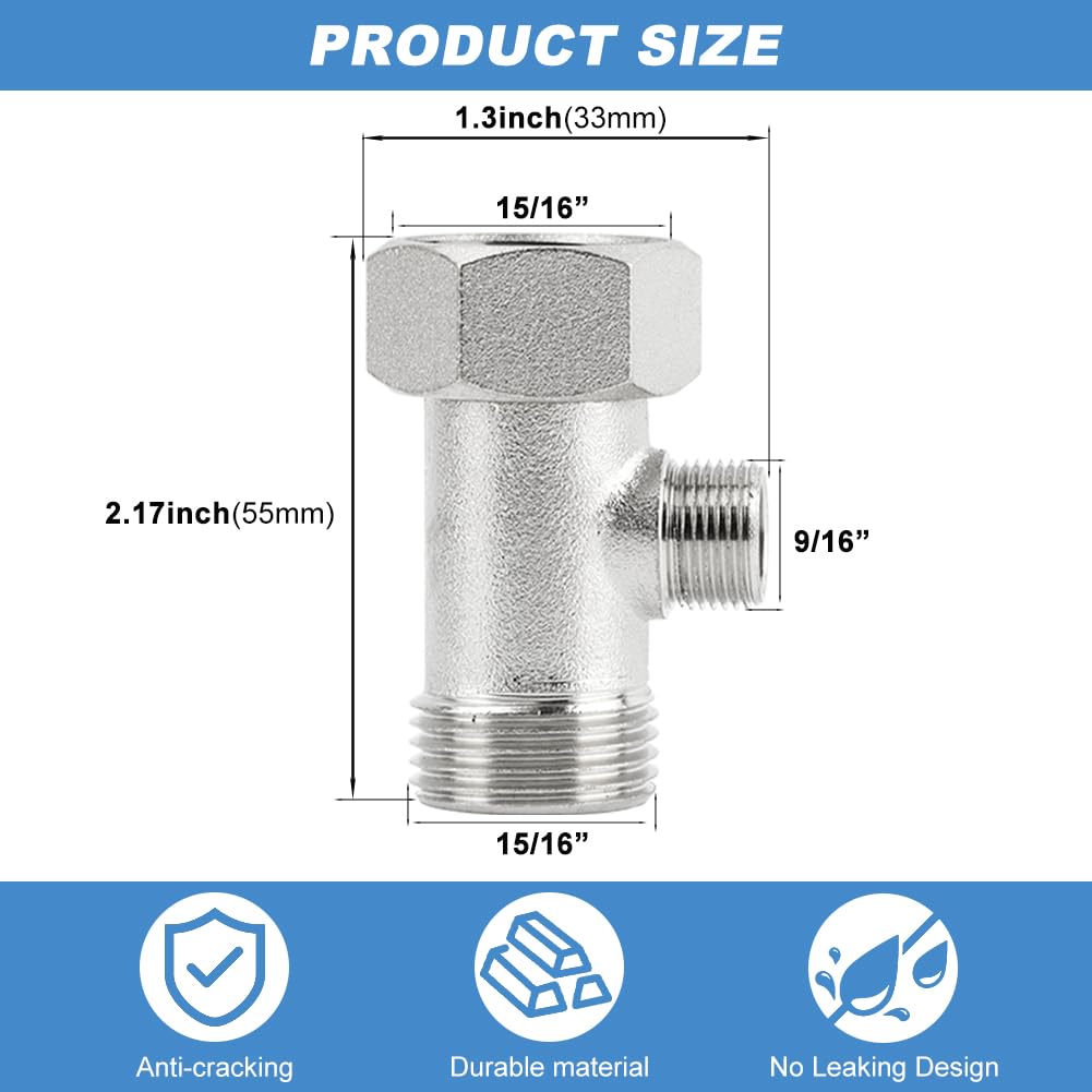 Snapklik.com : Bidet T Adapter,toilet Faucet Splitter 3 Way 7/8inch 3 ...
