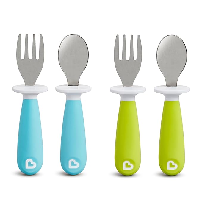 Amazon.com: Munchkin® Raise™ Toddler Fork and Spoon Utensil Set, Rest ...