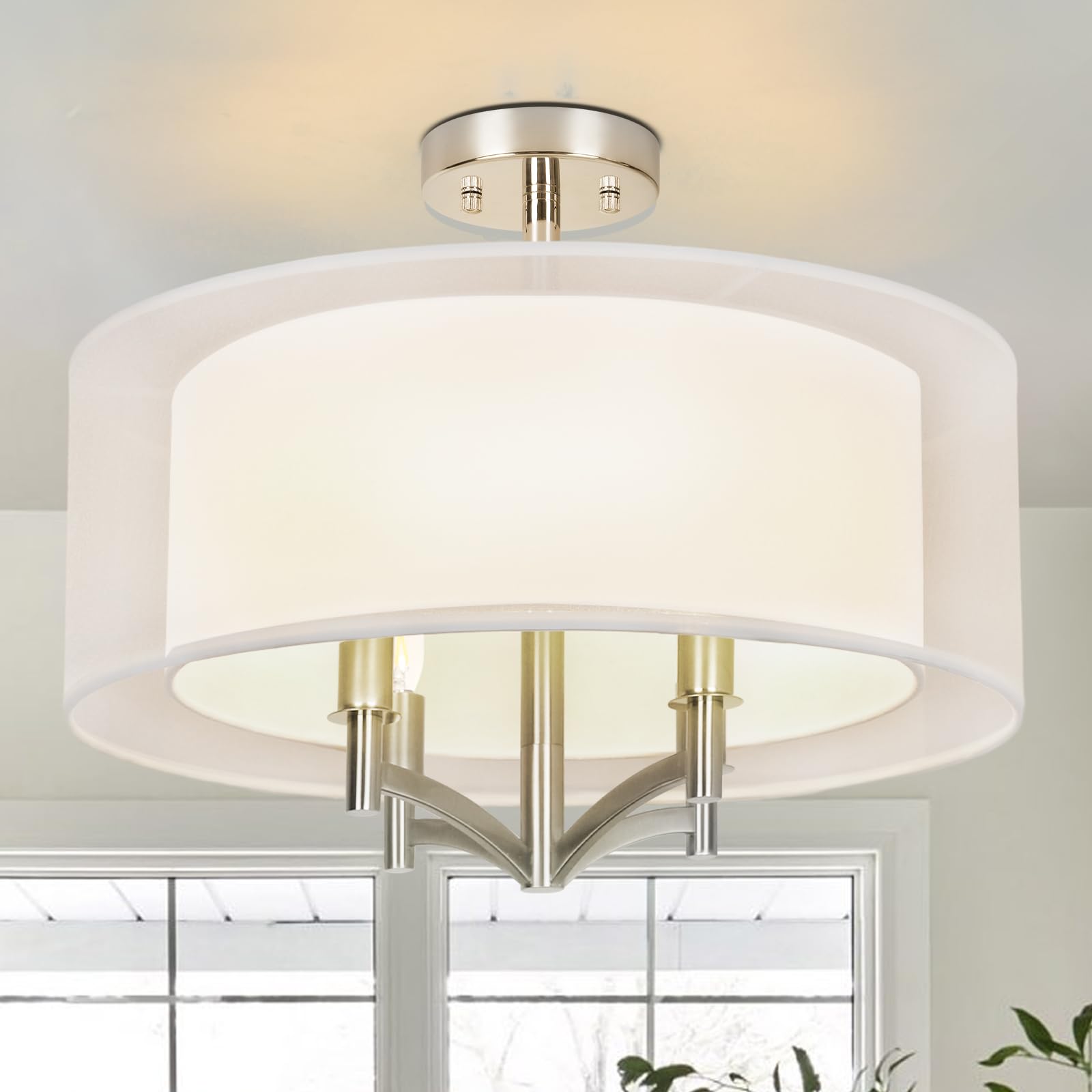 DLLT Modern Semi Flush Mount Ceiling Light Fixture, 4-Light Close to ...