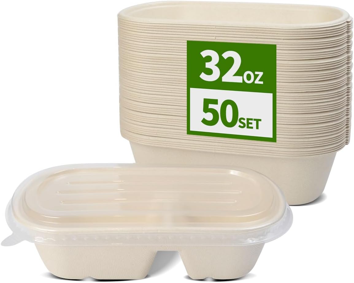 Amazon.com: Yesland 50 Pcs Compostable Take Out Food Containers with ...