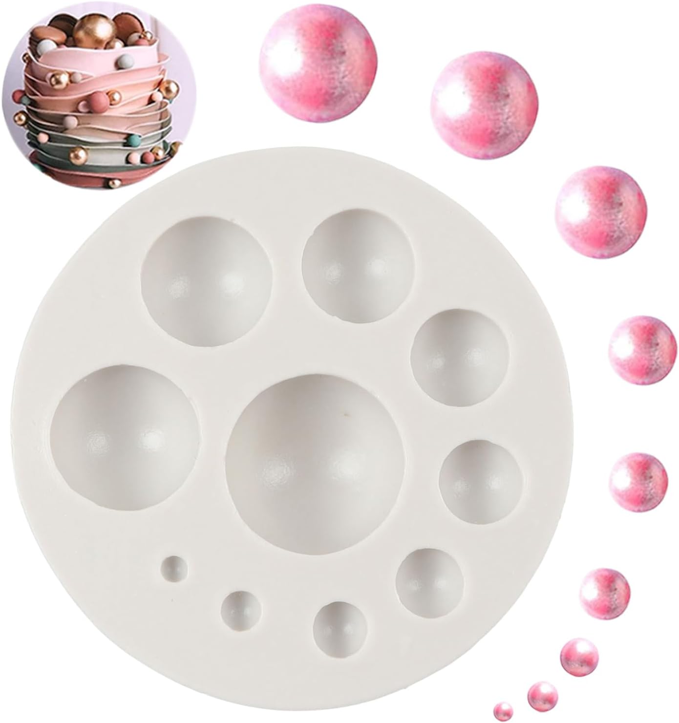 Amazon.com: QDMOLDS Pearl Fondant Mold Ball Pearl Semi Sphere Chocolate ...