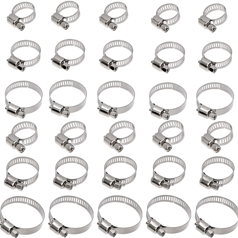 30 Pcs Stainless Steel Hose Clips Duct Clamps for Securing Hoses and ...