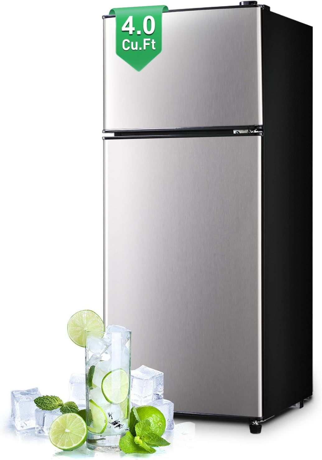Amazon.com: Kazigak Compact Refrigerator Double Door Mini Fridge with ...
