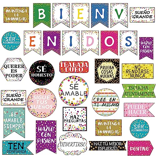 Spanish Confetti Classroom Bulletin Board Set Motivational - Want It All