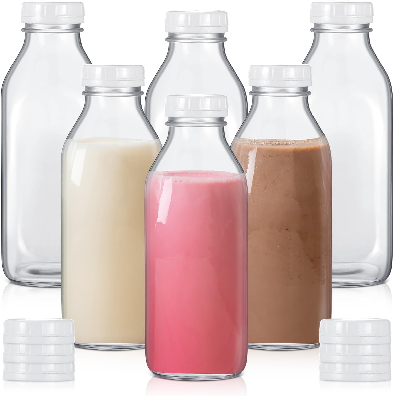 Amazon.com: Dwbligt 32 oz Empty Glass Milk Bottles with Silicone ...