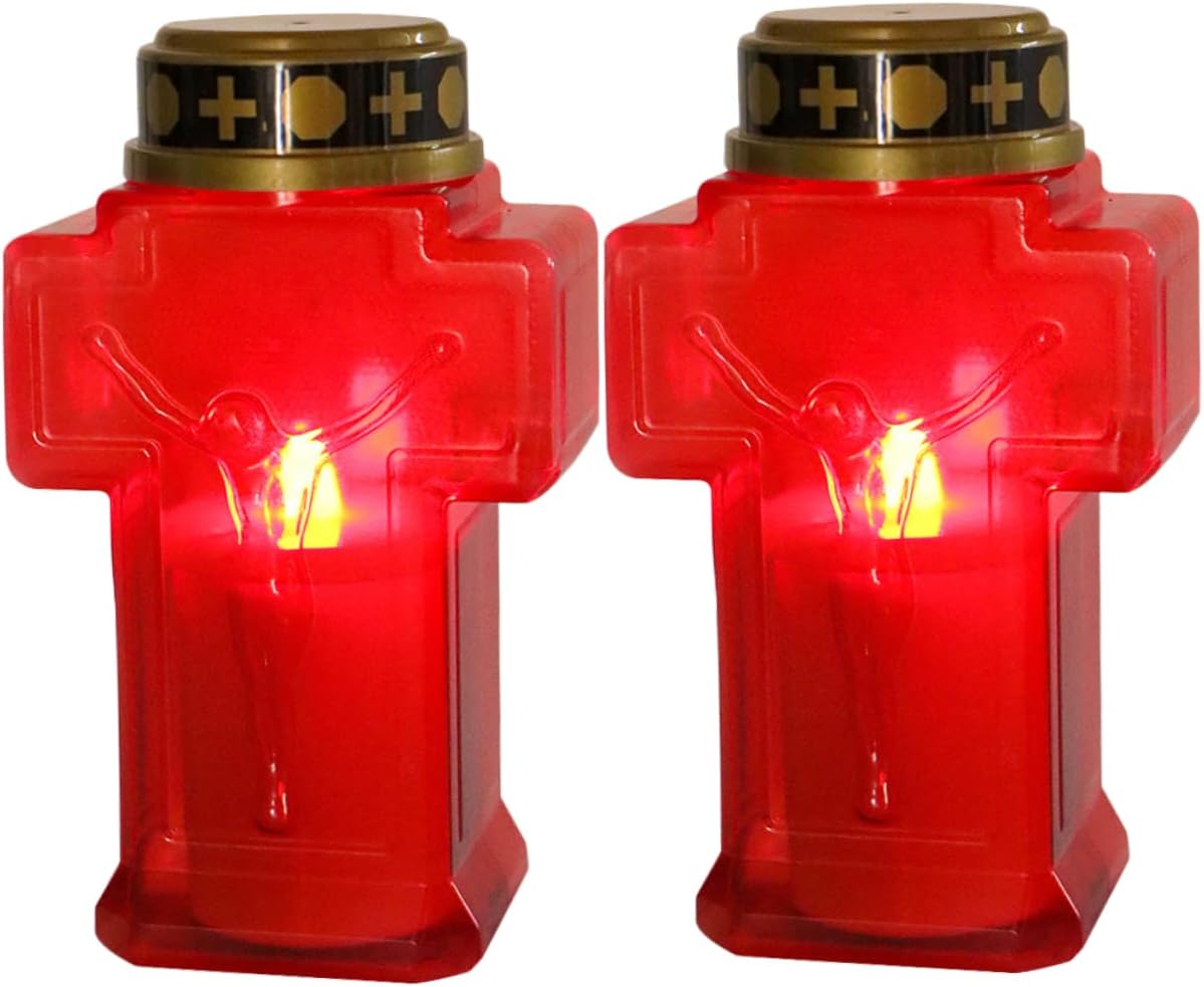 Amazon.com: Yardenfun 2pcs Lighted Cross Solar Cross Jesus Cross Candle ...