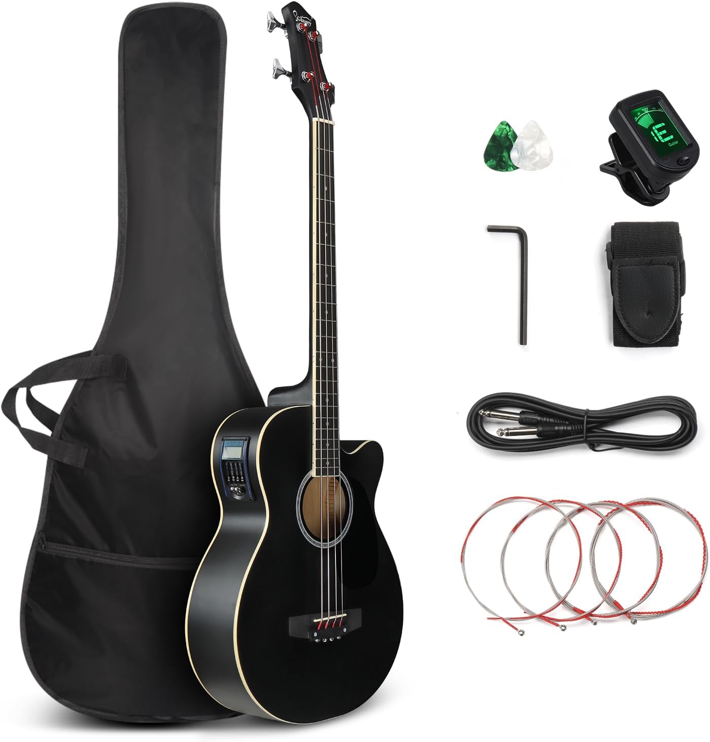 Amazon.com: GLARRY Full Size Acoustic Electric Bass Guitar Beginner Kit ...