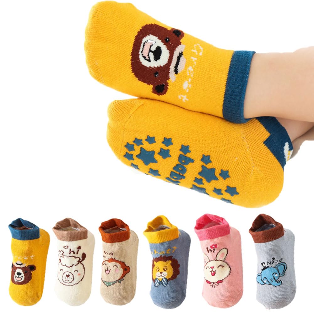 6 pare Calcetines Antideslizantes para Niños Pequeños, Calcetines de ...