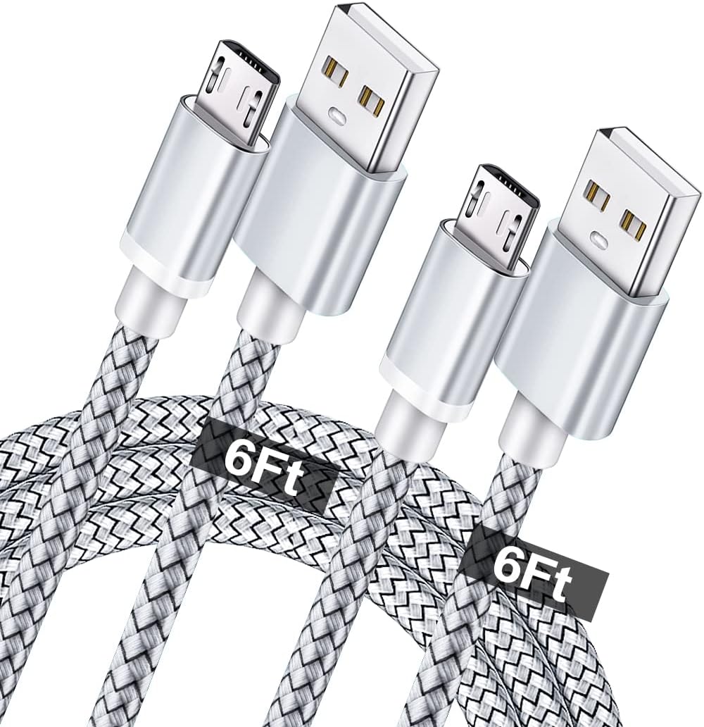 Amazon.com: Android Charger Micro USB Cable 2 Pack 6ft Long Braided ...