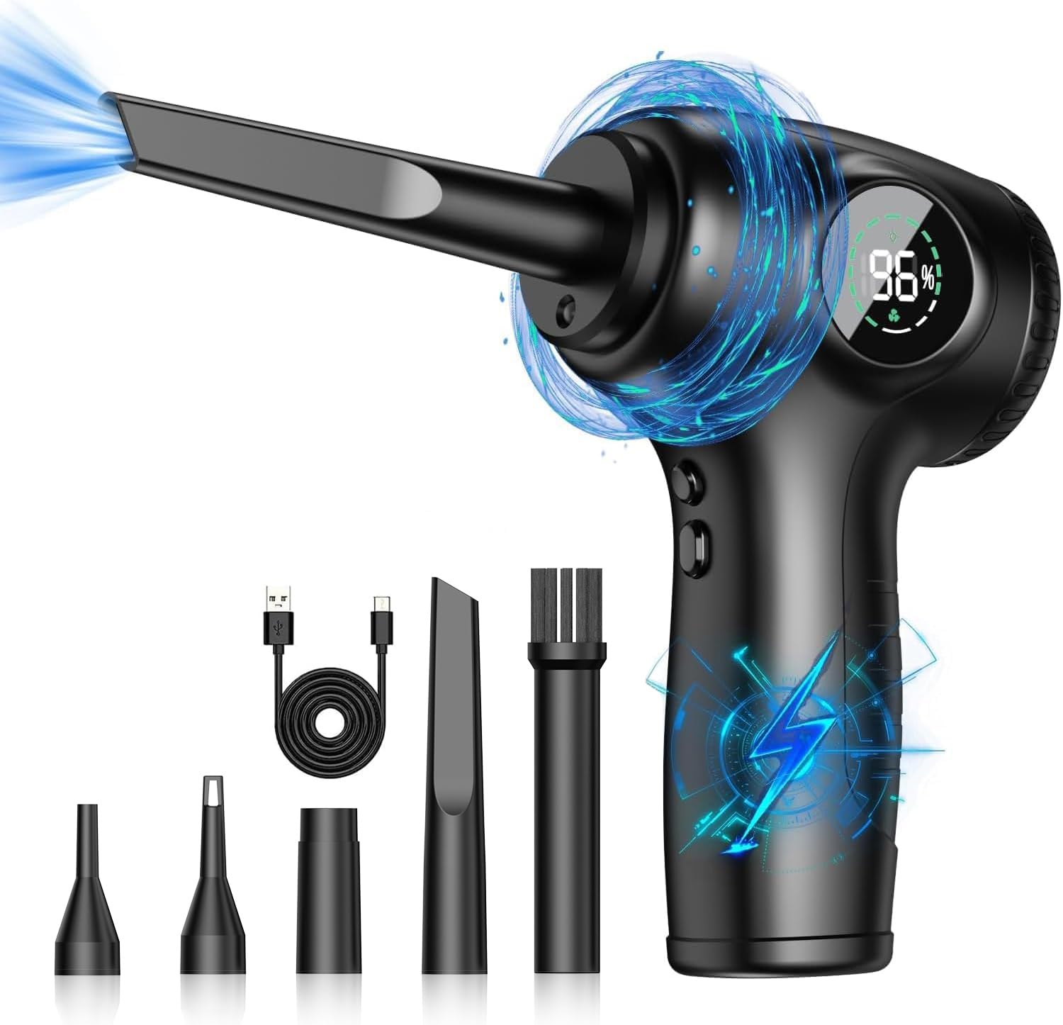 Compressed air Duster, Electric air Duster with LED Light 150000RPM ...