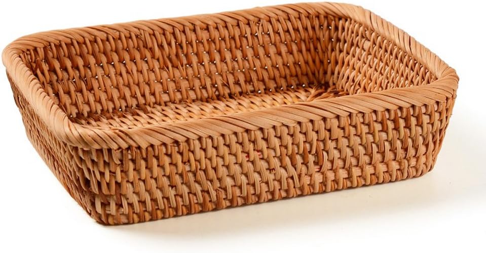 Amazon.com: amololo Handmade Rectangle Rattan Fruit Basket, 9.1 Inch ...