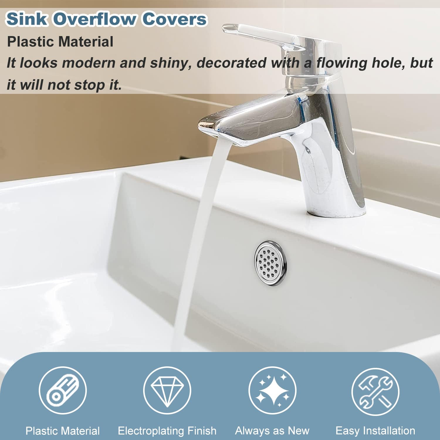 Sink Accessories Bathroom Sink Overflow Hole Cover TopHomer 4 Pcs ...