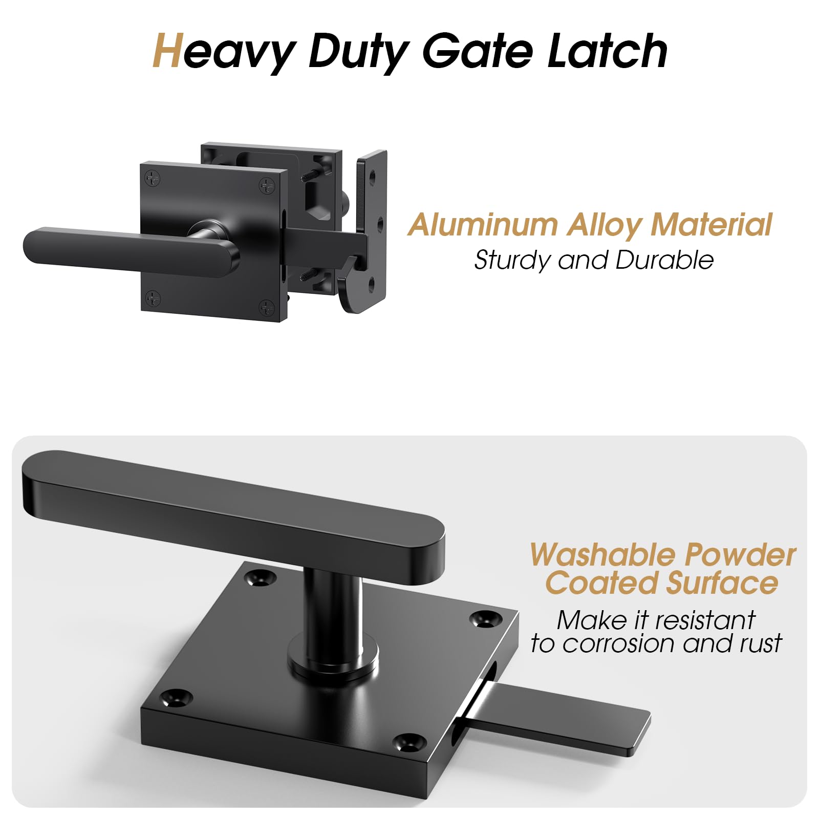 Snapklik.com : Aglehome Double Side Gate Latch, Heavy Duty Gate Latch For Wooden Fence, Black ...