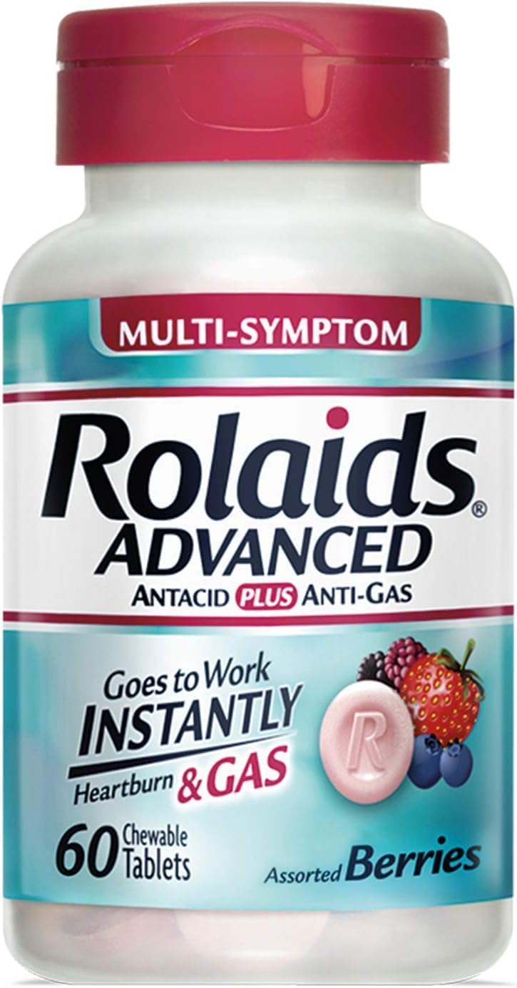 Amazon.com: Rolaids Advanced Antacid Plus Anti Gas Tablets Mixed Berry ...