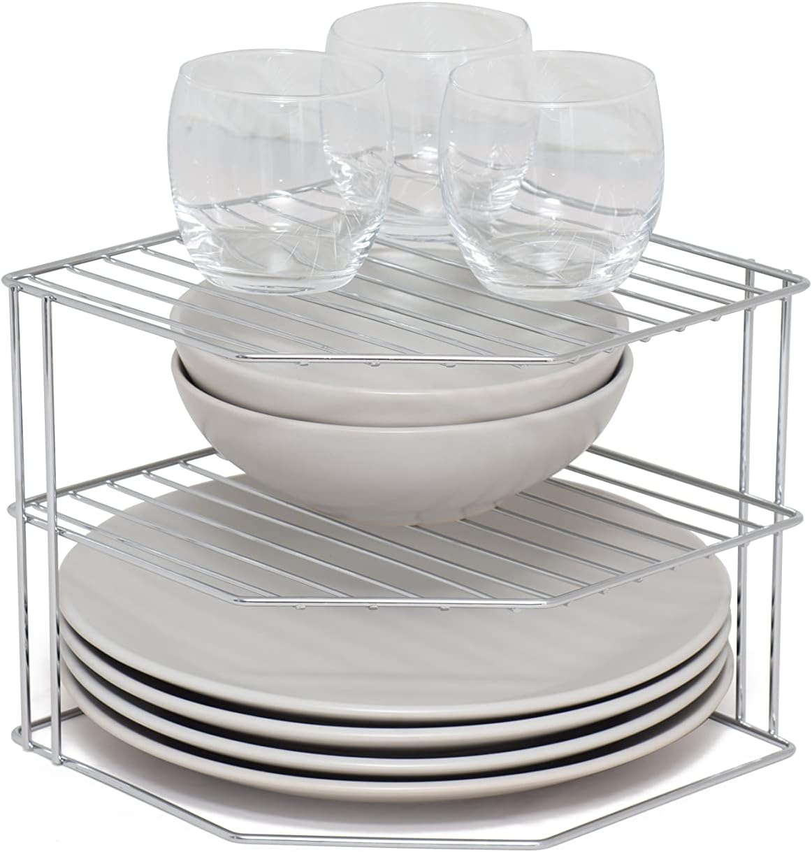 lakeland 2-Tier Corner Plate Rack, Chrome Plated - Holds Plates Up To ...