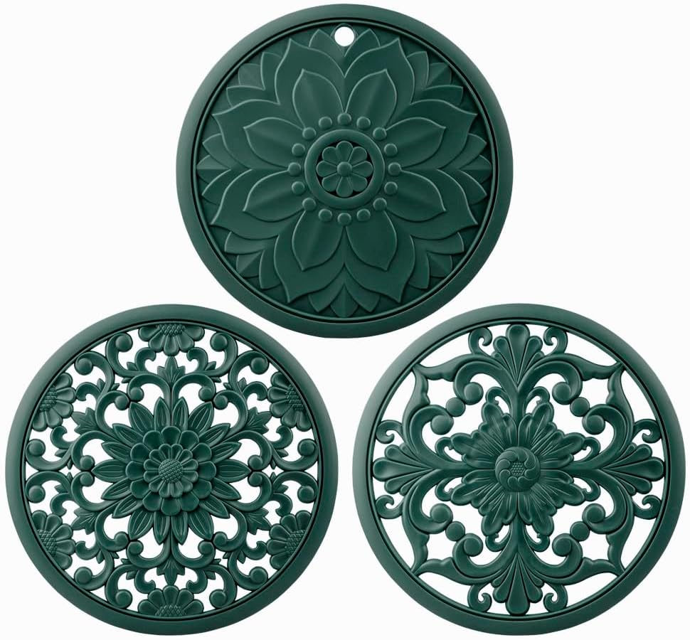 Amazon.com: Zoyizi Green Silicone Trivets for Hot Dishes, Pots & Pans ...