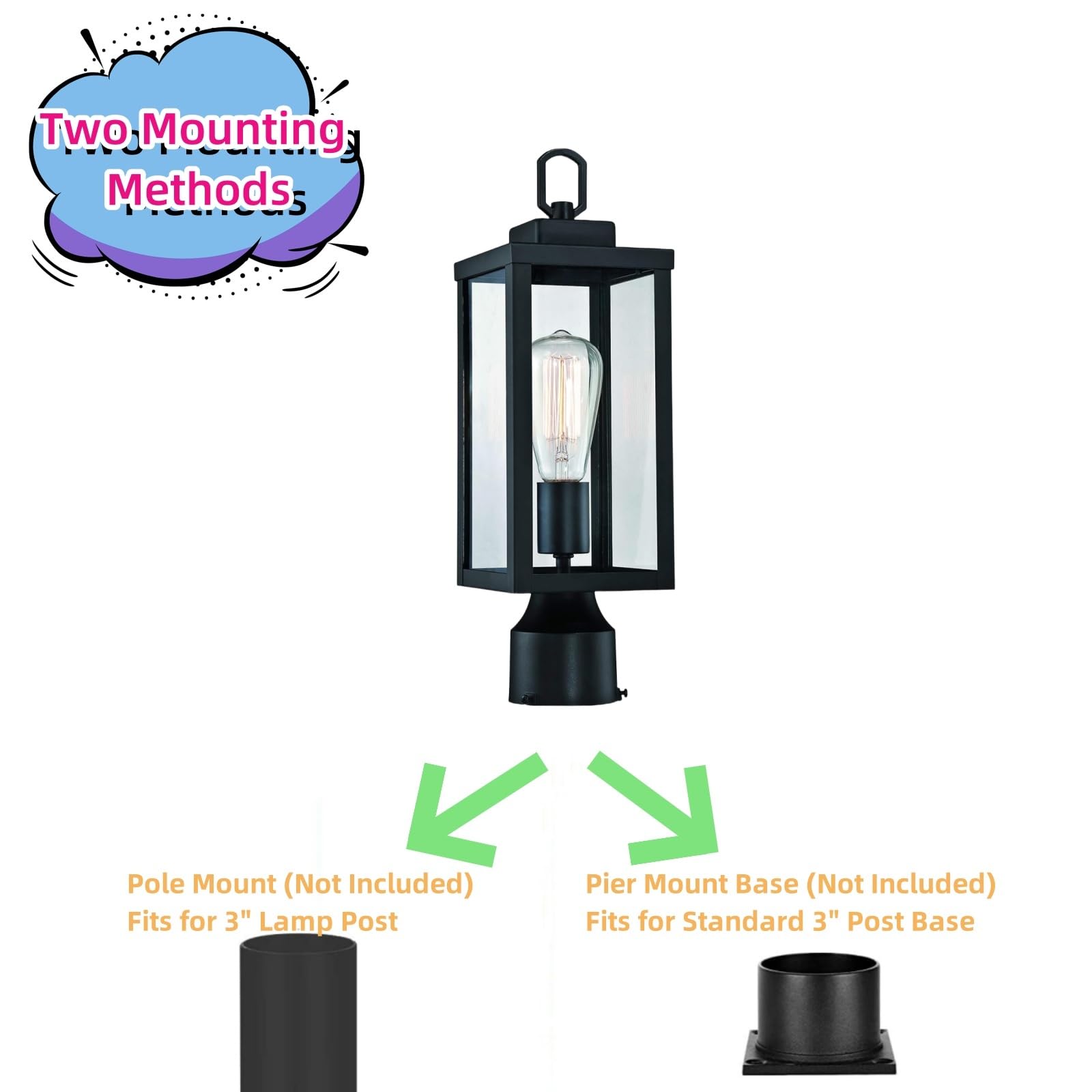 Snapklik.com : Outdoor Post Light, Pole Lantern, E26 Base 60W Max ...