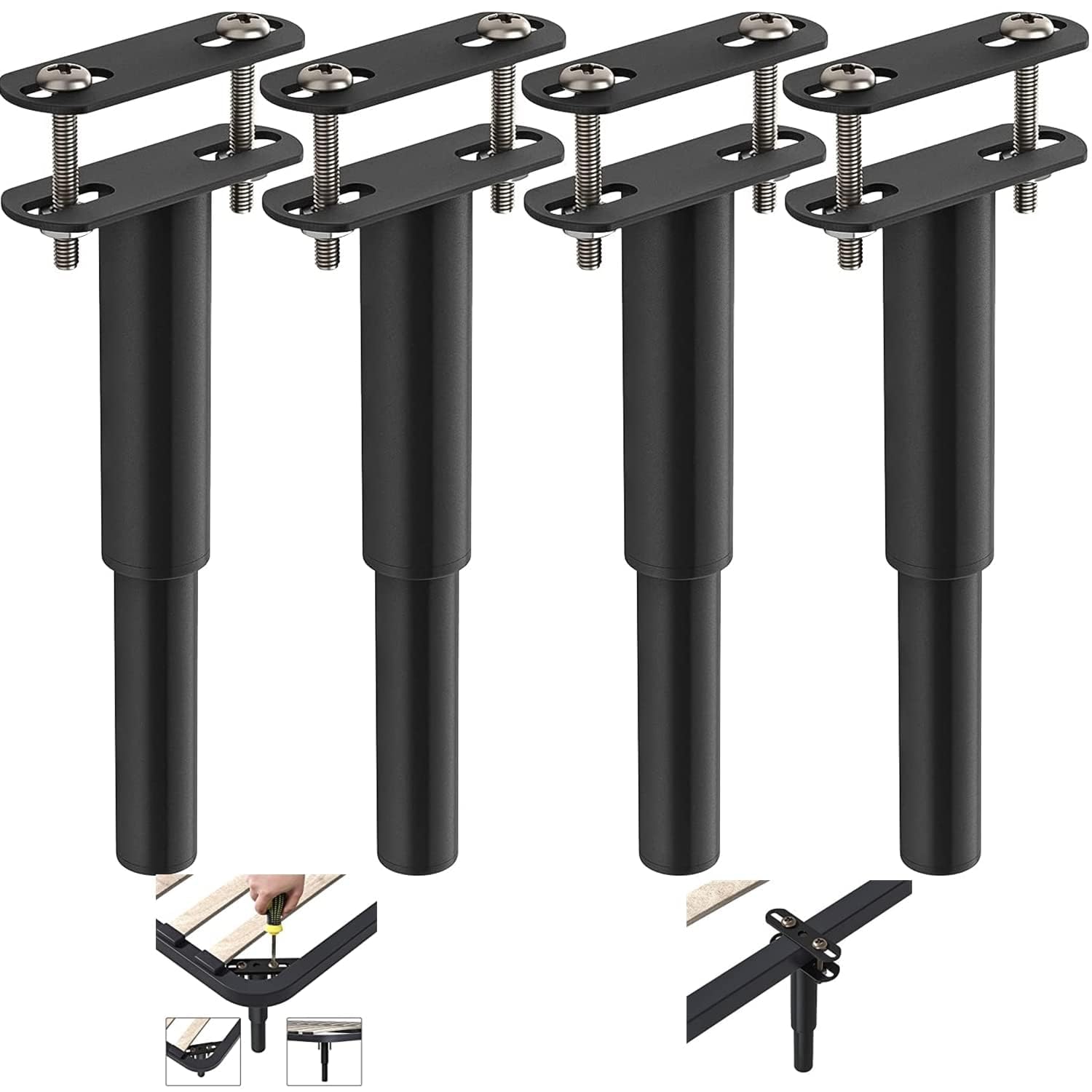 Adjustable Bed Legs, 7"-13" Retractable Metal Feet Furniture Support ...