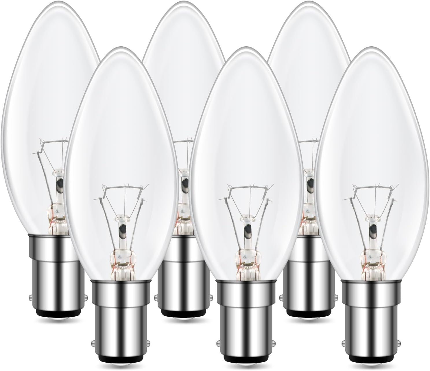 SBC B15 Small Bayonet Clear Candle Bulbs, C35 Candle Light Bulb ...