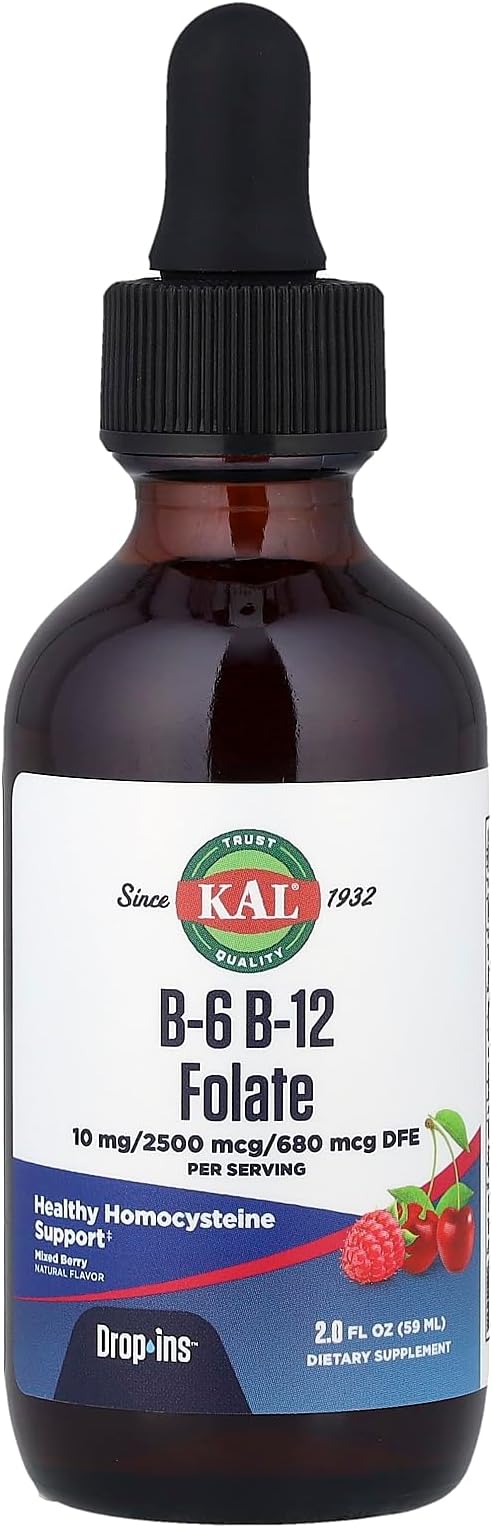 Amazon.com: KAL Vitamin B-6 B-12 Folic Acid DropIns, Liquid Vitamin B ...
